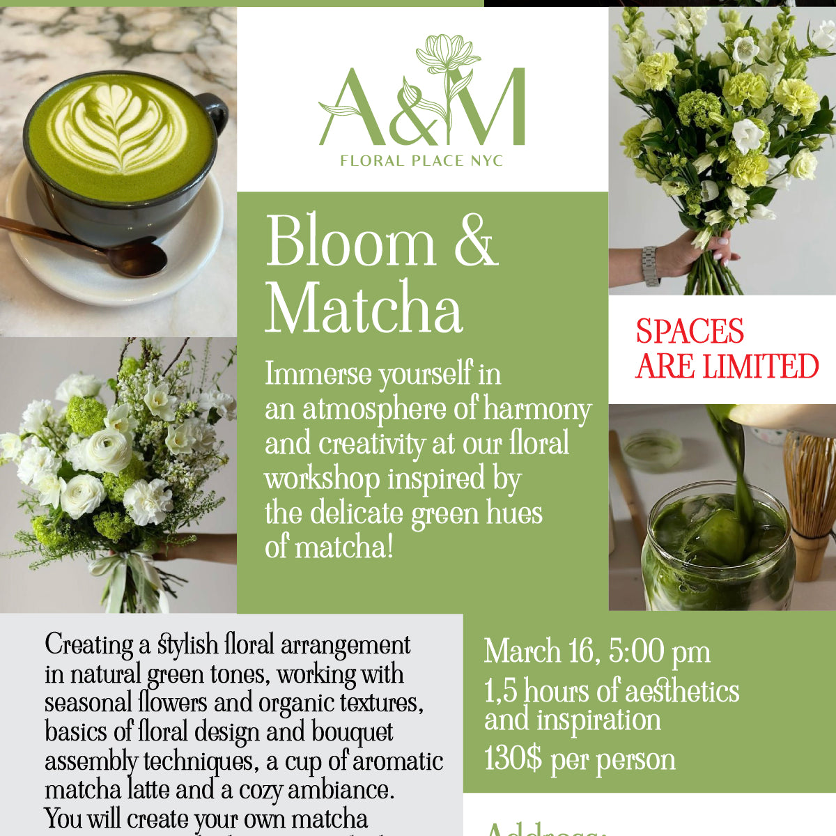Floral Workshop - Bloom & Matcha – A&M Floral Place